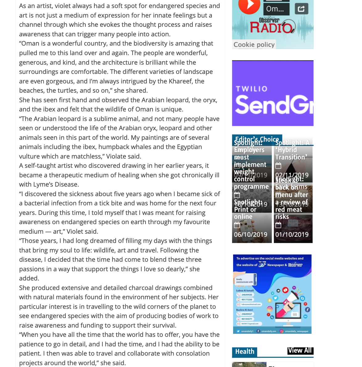 Oman Observer - Violet Astor